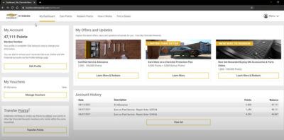 How To Navigate the My Chevrolet Rewards Dashboard