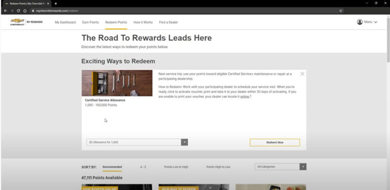 How To Navigate the My Chevrolet Rewards Dashboard